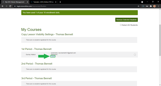 Resetting Student Passwords