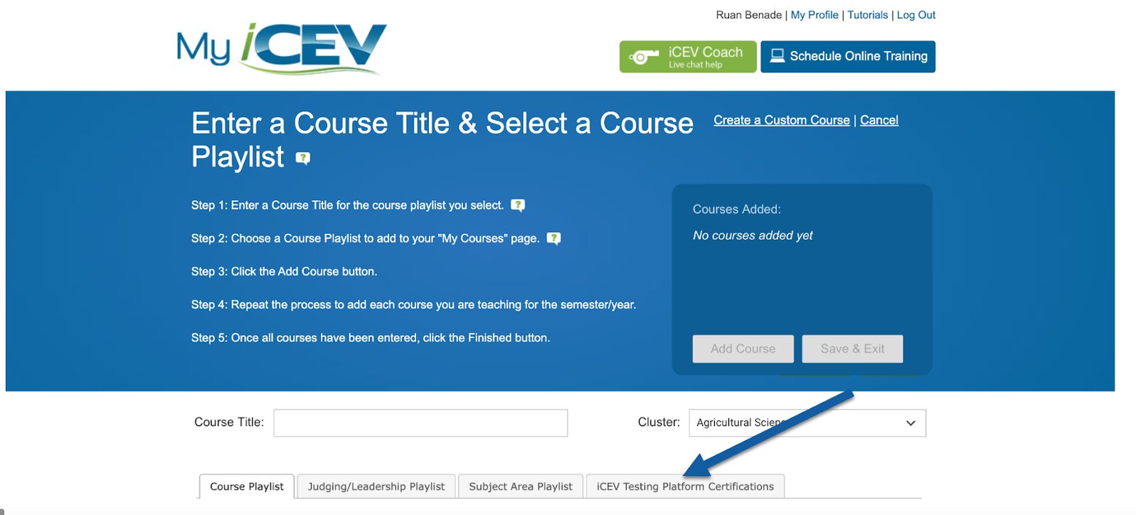 Setting Up Your "My Courses" Page