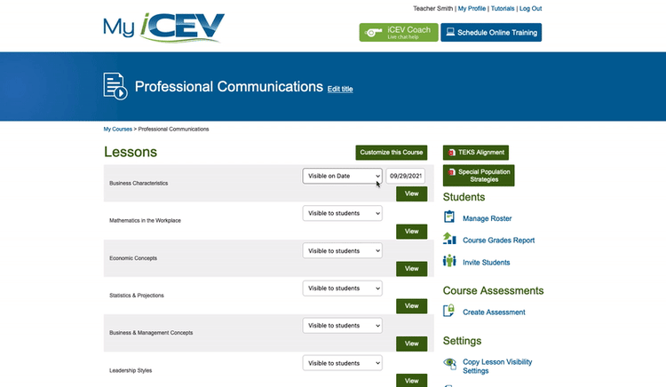Lesson & Activity Visibility Settings