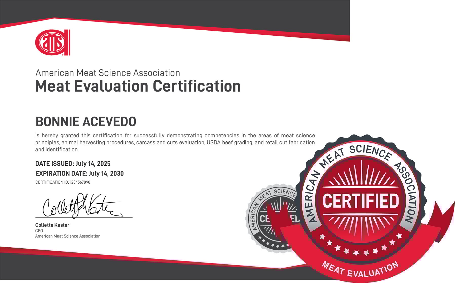 AMSA Meat Evaluation Certification
