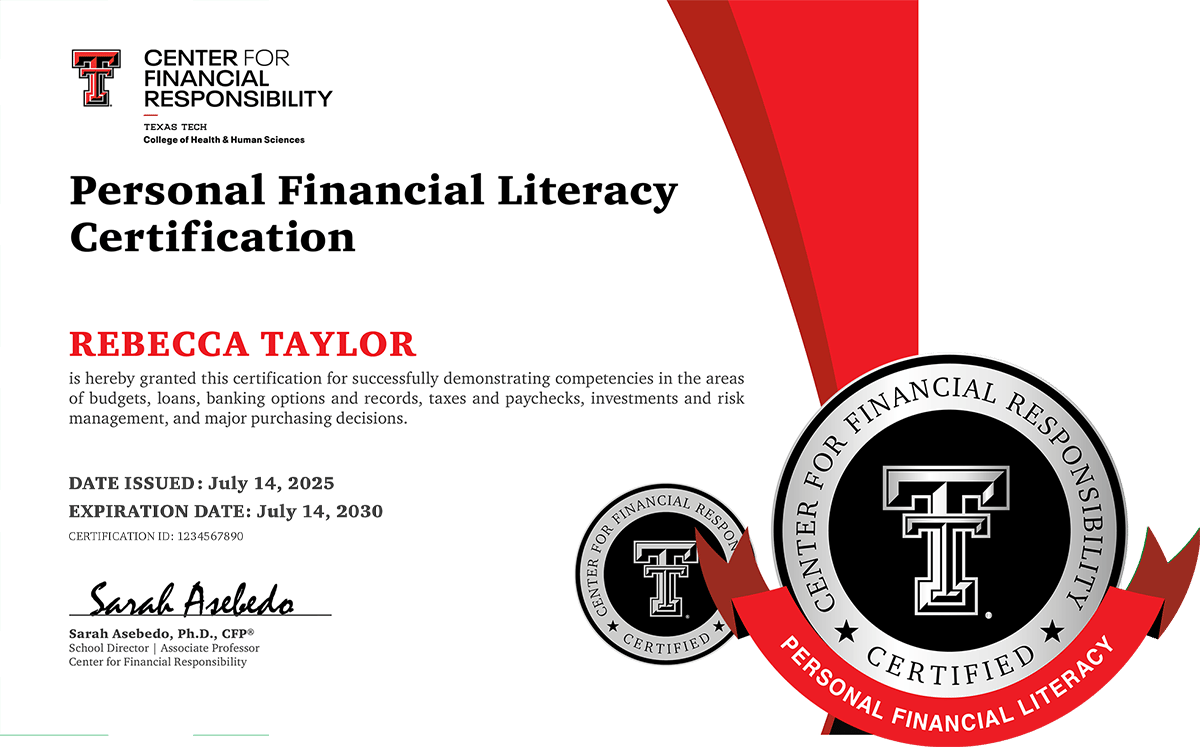 Center for Financial Responsibility Personal Financial Literacy ...
