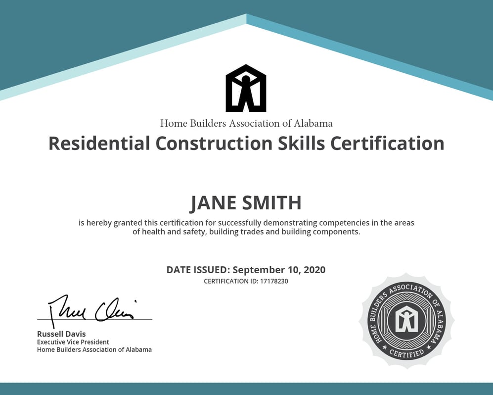 Home Builders Association of Alabama Residential Construction Skills ...