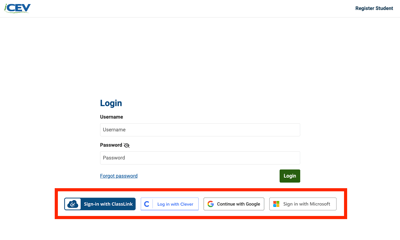 Login to iCEV with Clever / ClassLink / Google SSO