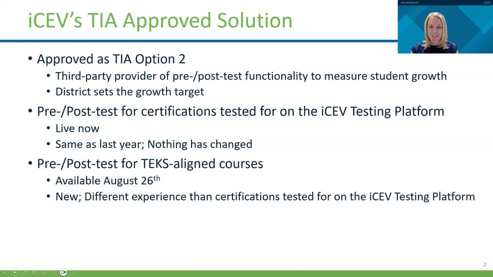iCEV State-Aligned Curriculum - Texas TIA